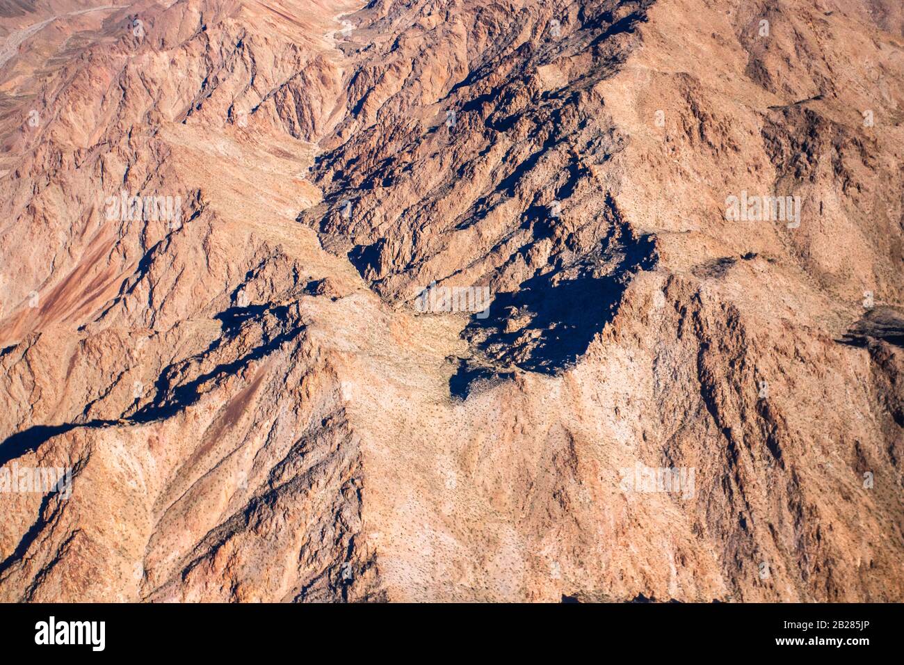 Aerial Photography of landforms over Mojave Desert in Nevada Stock ...