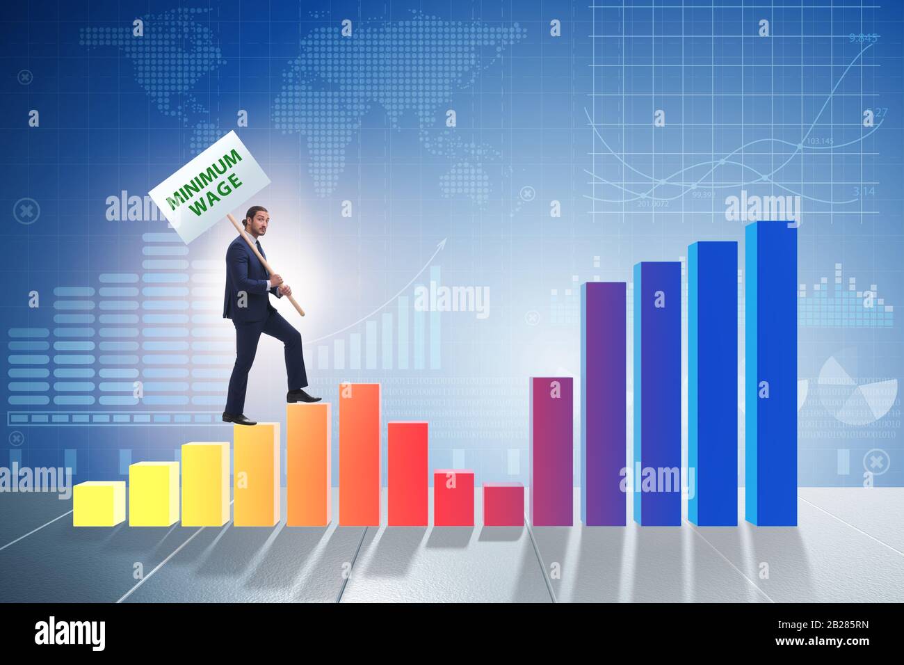The concept of minimum wage with businessman Stock Photo - Alamy