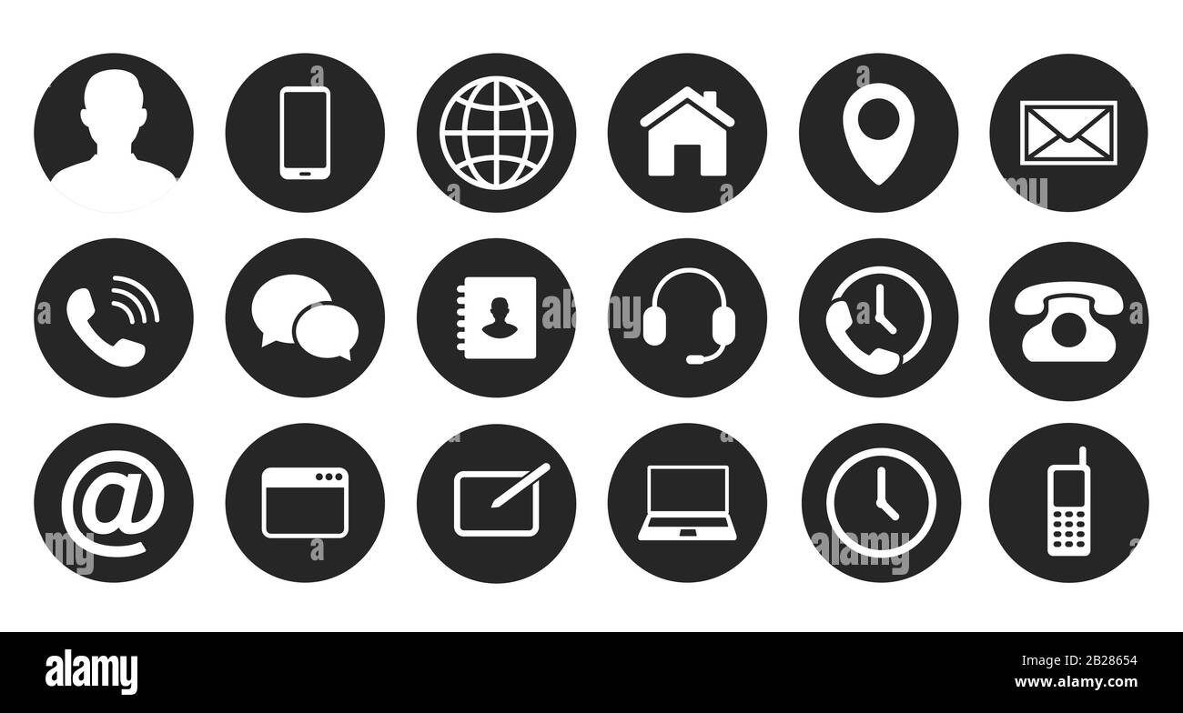 Business card contact information icons. Vector illustration Stock ...