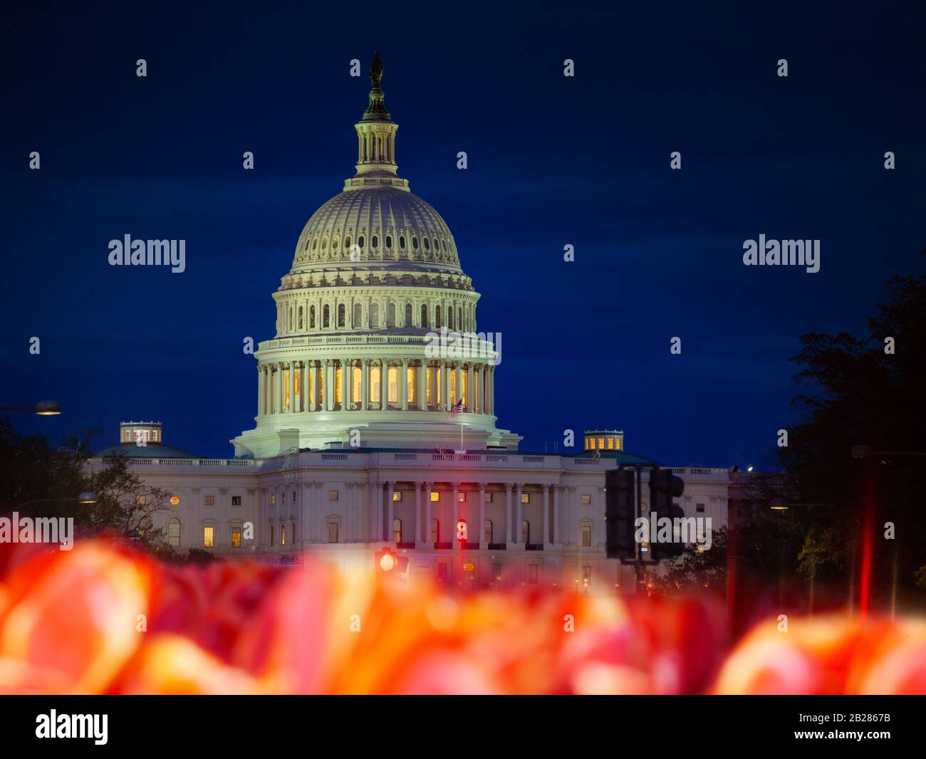 The United States Capitol Building home of the USA Congress at night ...