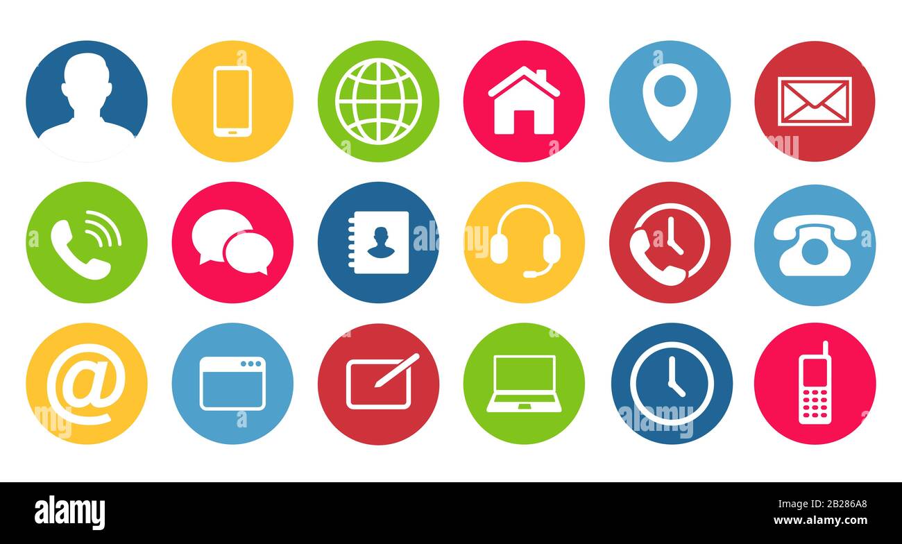 Business card contact information icons. Vector illustration Stock ...