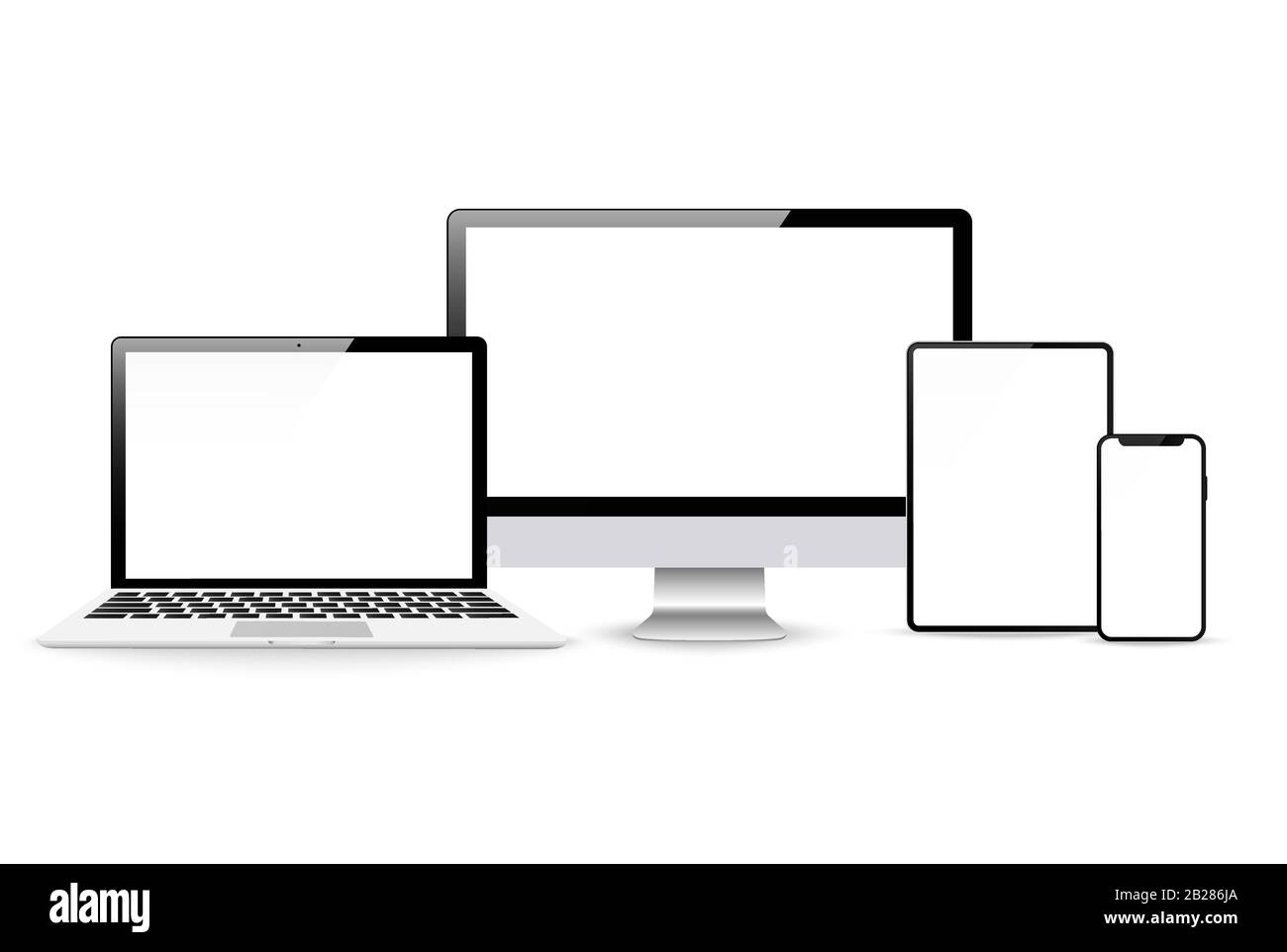 Realistic vector. Device set: monitor laptop, tablet and phone template ...