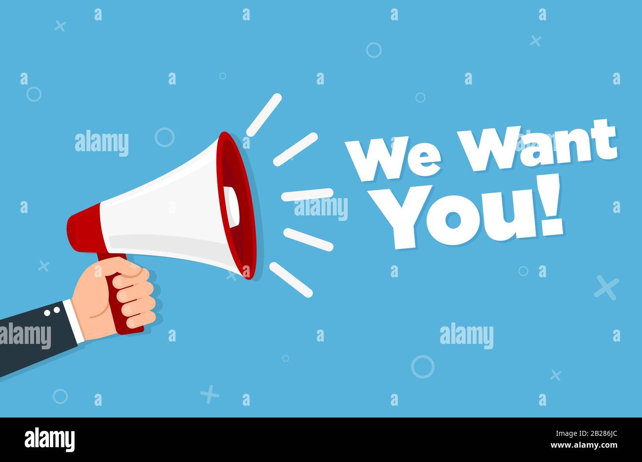 Hand holding megaphone employee Stock Vector Images - Alamy