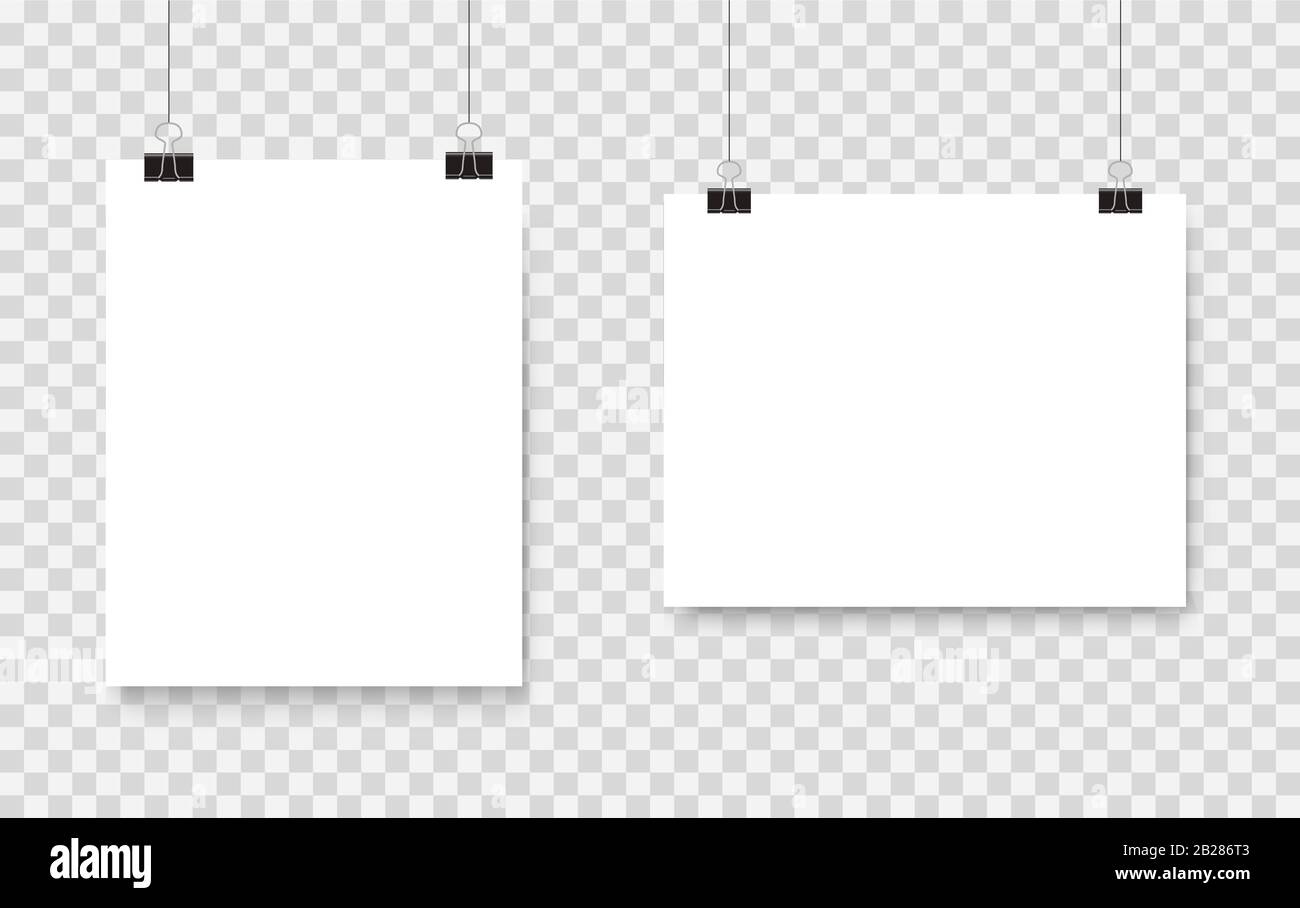 White poster hanging. Mock up empty paper blank Stock Vector Image ...