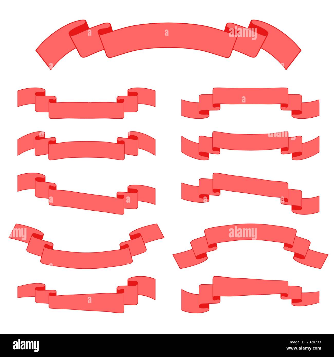 Set of colored ribbon banners. With space for text. Simple flat vector ...