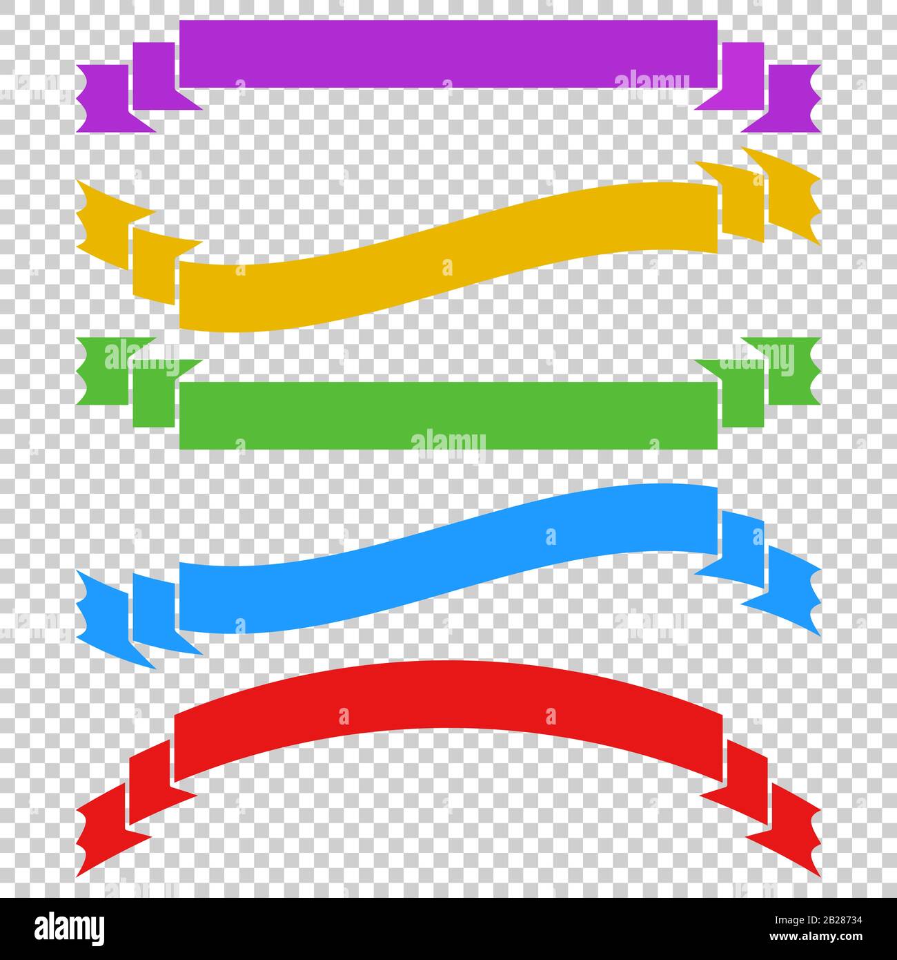 A set of colored long ribbon banners. With space for text. A simple ...