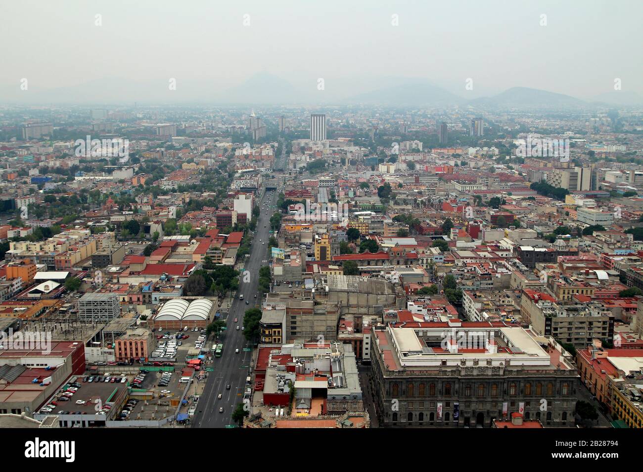 Aerial view of Mexico city from the top of the Latinoamericana Tower ...