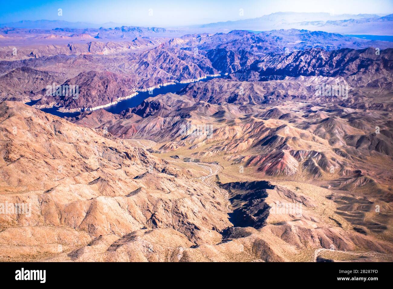 Aerial Photography of landforms over Mojave Desert in Nevada Stock ...
