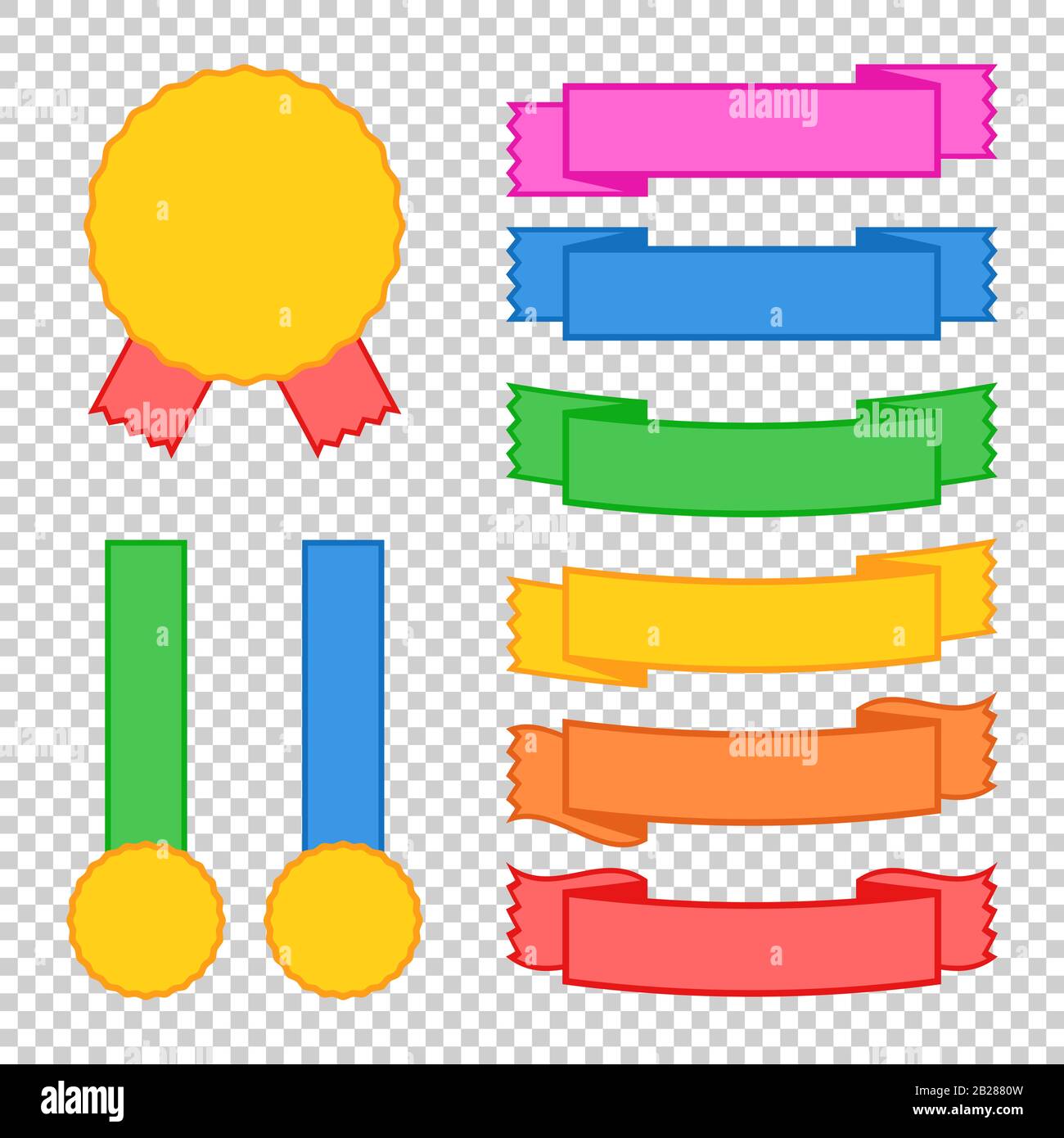 Set of colored ribbon banners. With space for text. A simple flat ...