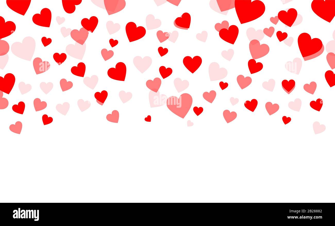 Heart shaped confetti falling down. Simple vector illustration Stock ...