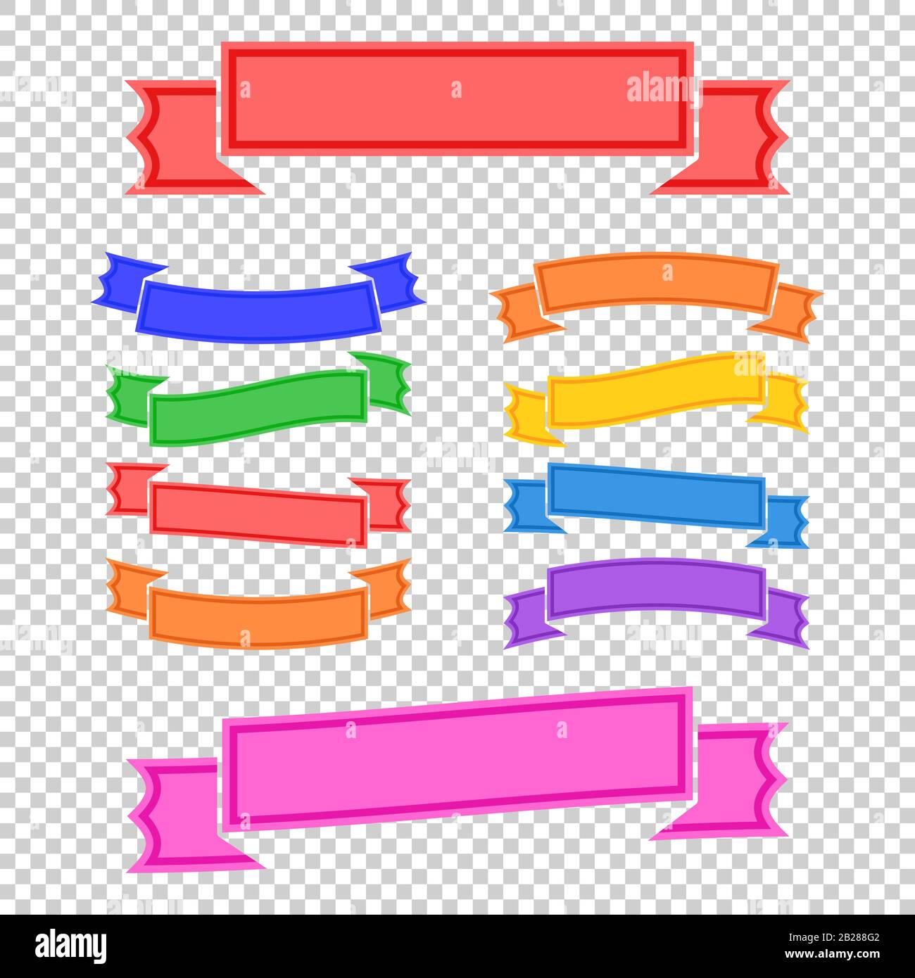 Set of colored ribbon banners. With space for text. A simple flat ...