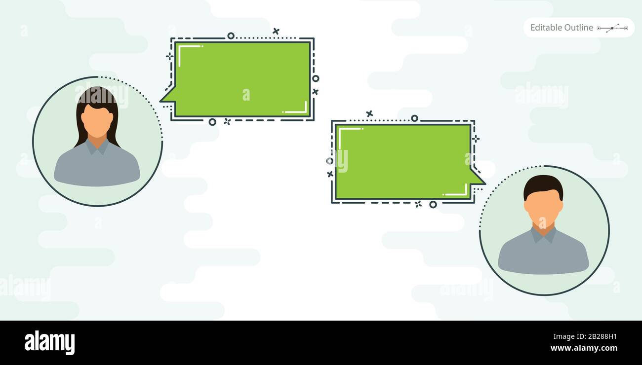 Speech bubbles, Social Media Chat, Editable stroke outline ...