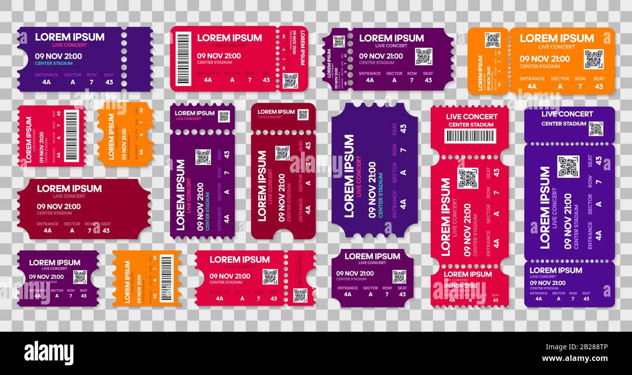 White paper ticket mockup Stock Vector Images - Alamy