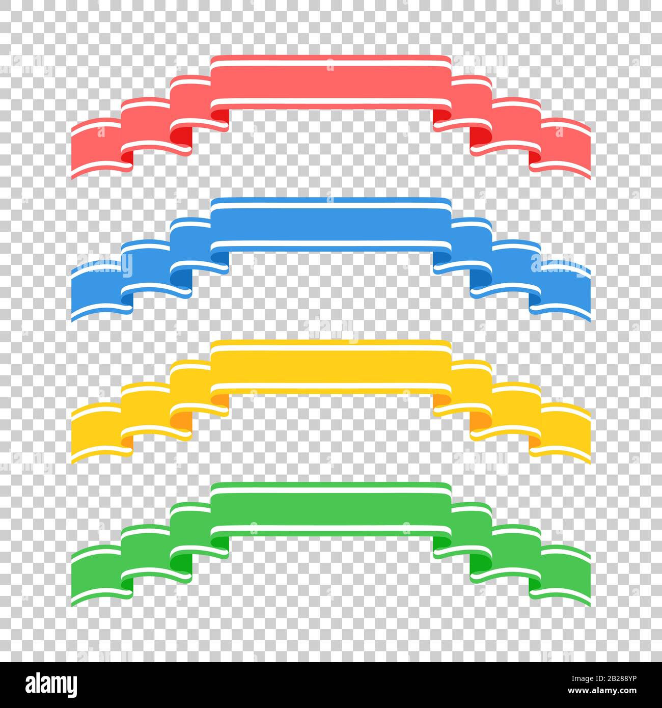 Set of colored ribbon banners. With space for text. A simple flat ...