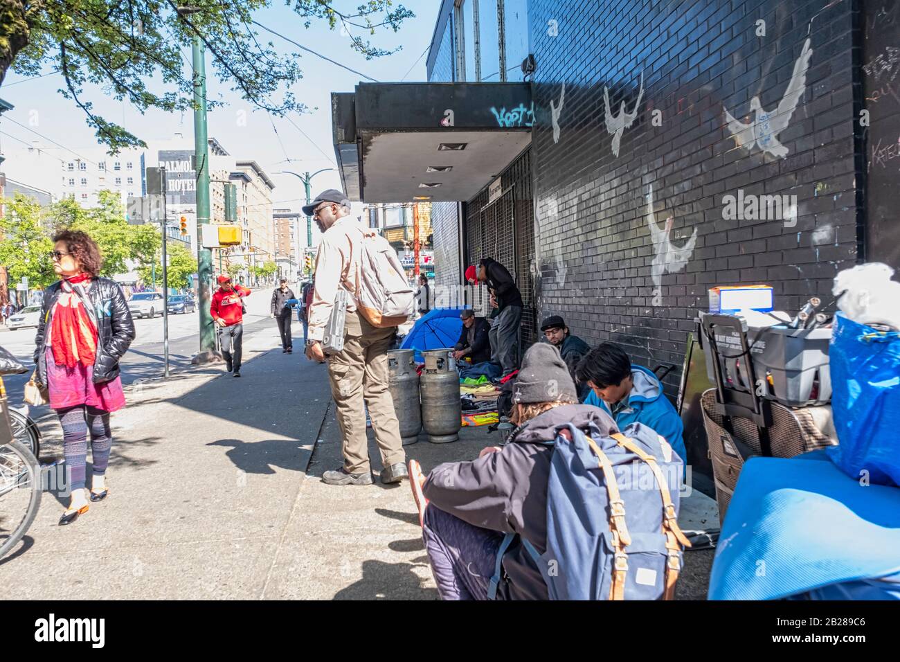 VANCOUVER - MAY 05 2019: Chinatown, Vancouver Canada. Homeless people ...