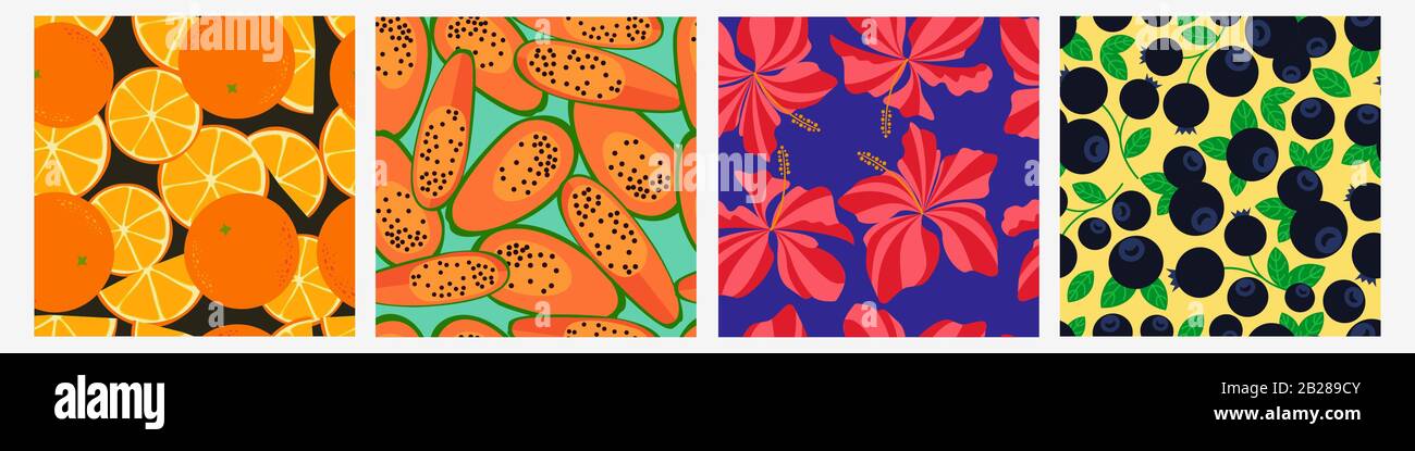 Set of different colorful organic seamless pattern vector flat ...