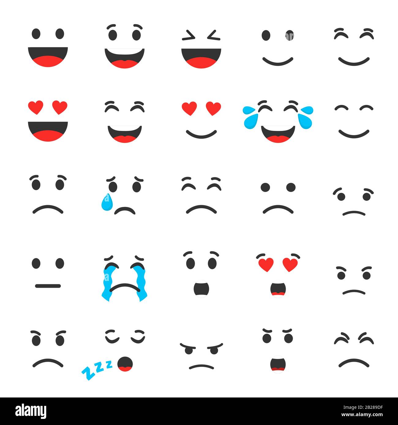 Set of cute smiley emoji flat icon, vector illustration Stock Vector ...