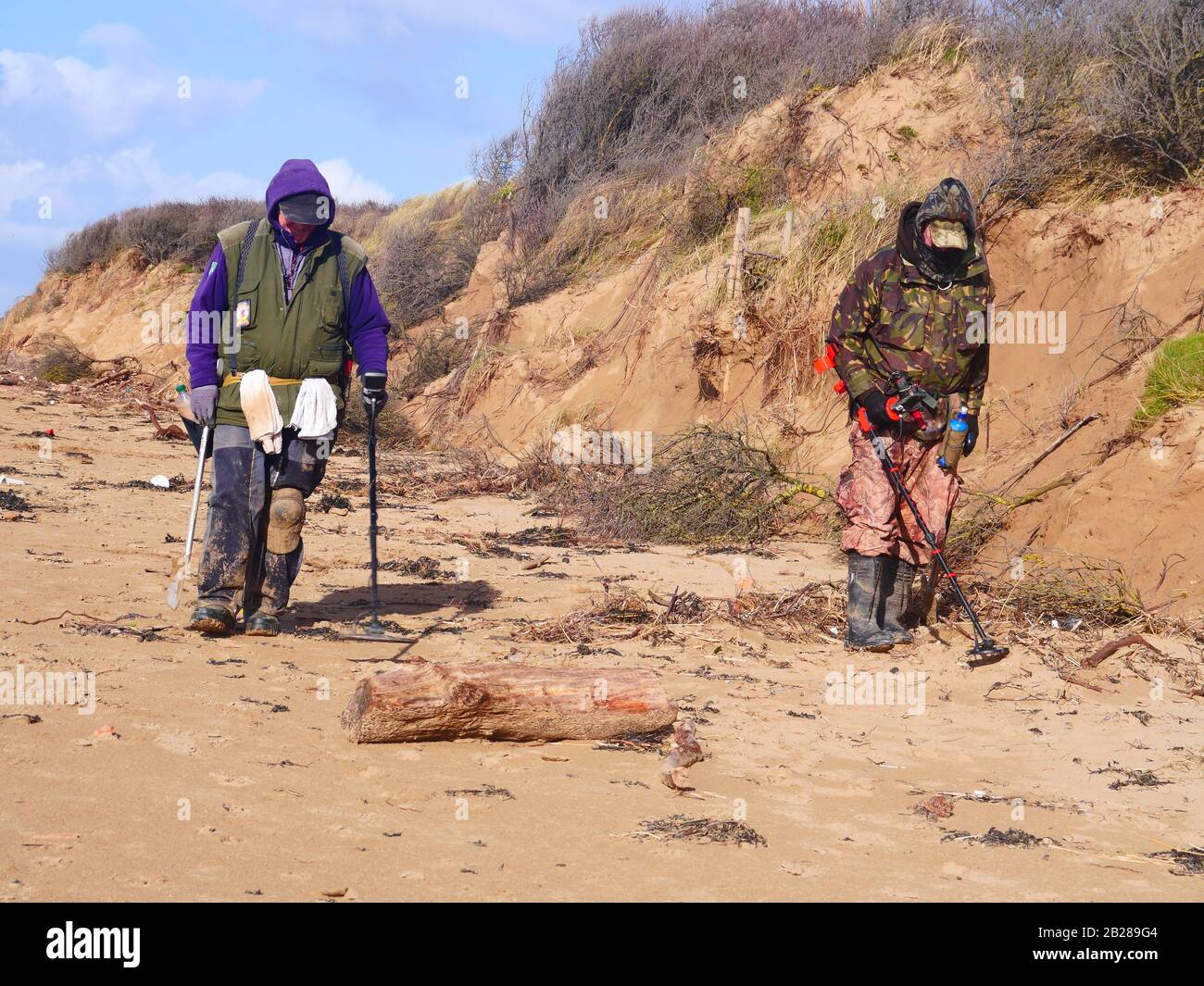Metal detecting on Somerset beach, UK Stock Photo - Alamy