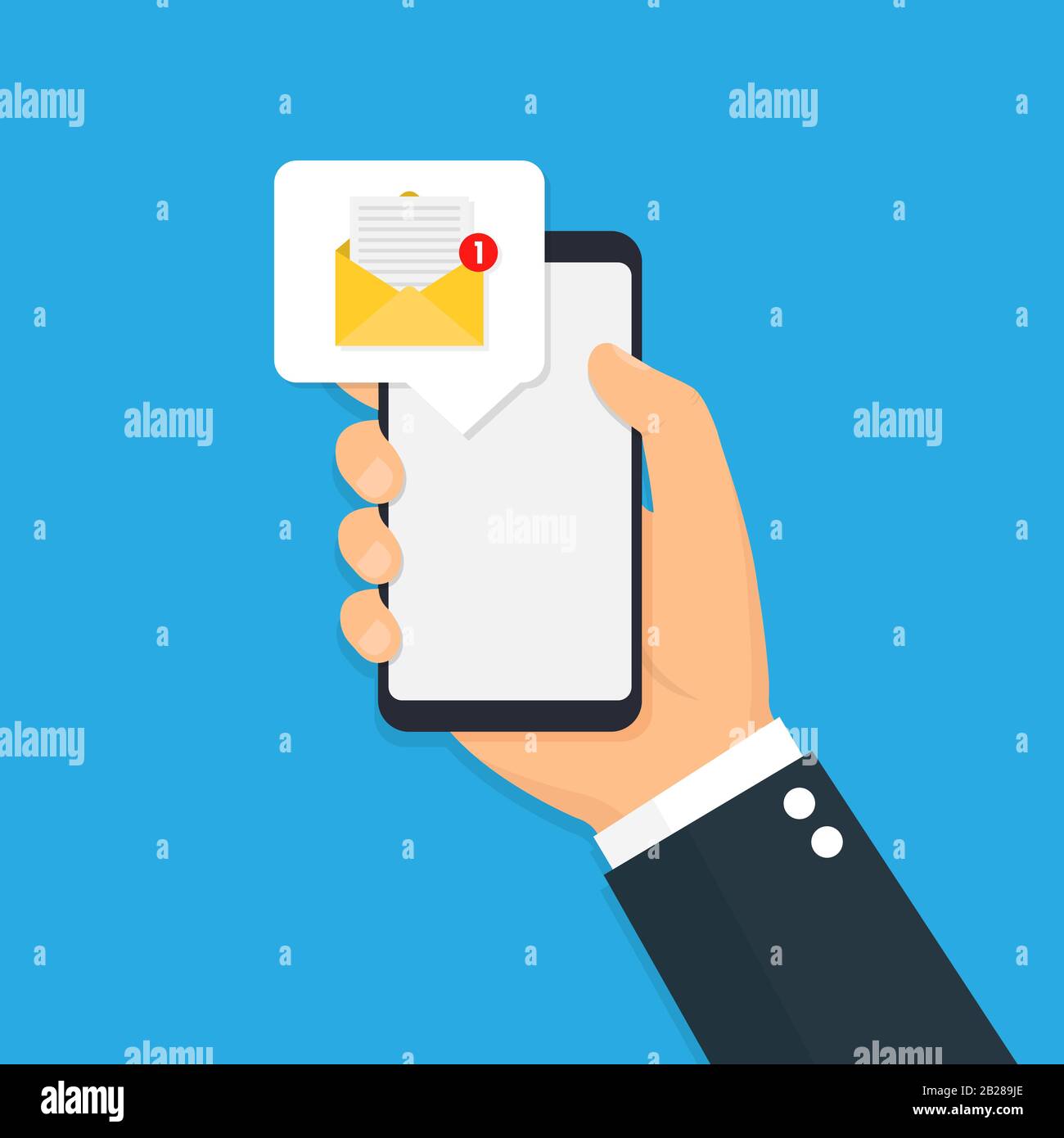 New message on the smartphone screen. Vector illustration Stock Vector ...
