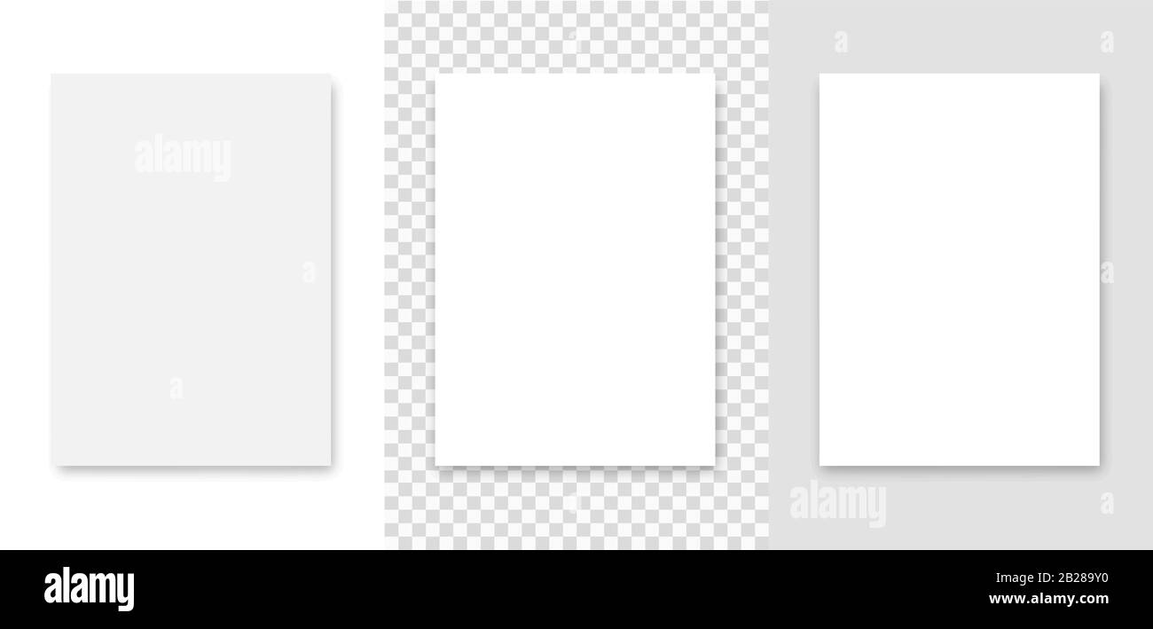 Vector A4 paper with shadows on transparent background. Vector ...