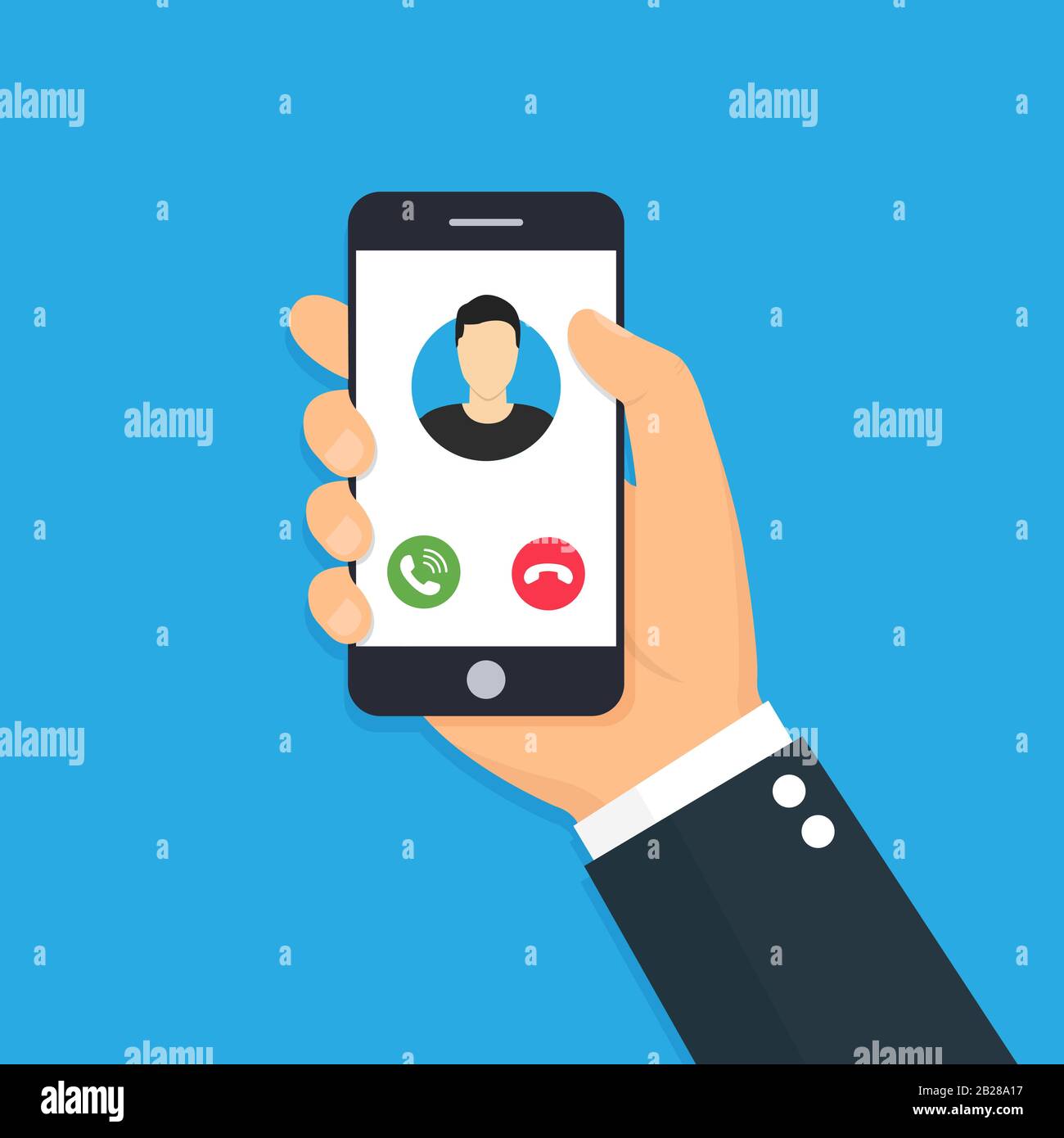 Incoming call on smartphone screen flat icon. Vector illustration Stock ...
