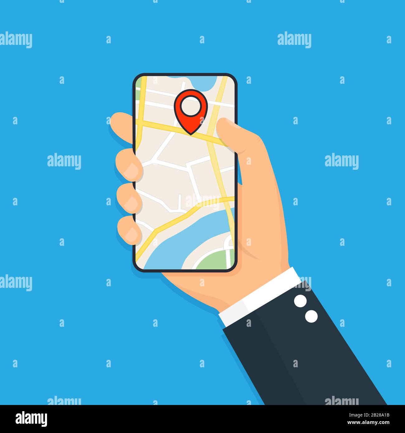 Smartphone with mobile gps navigation. Flat vector illustration Stock ...