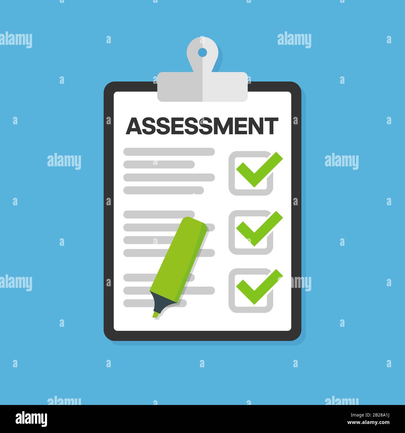 Clipboard checklist with assessment. Vector illustration Stock Vector ...