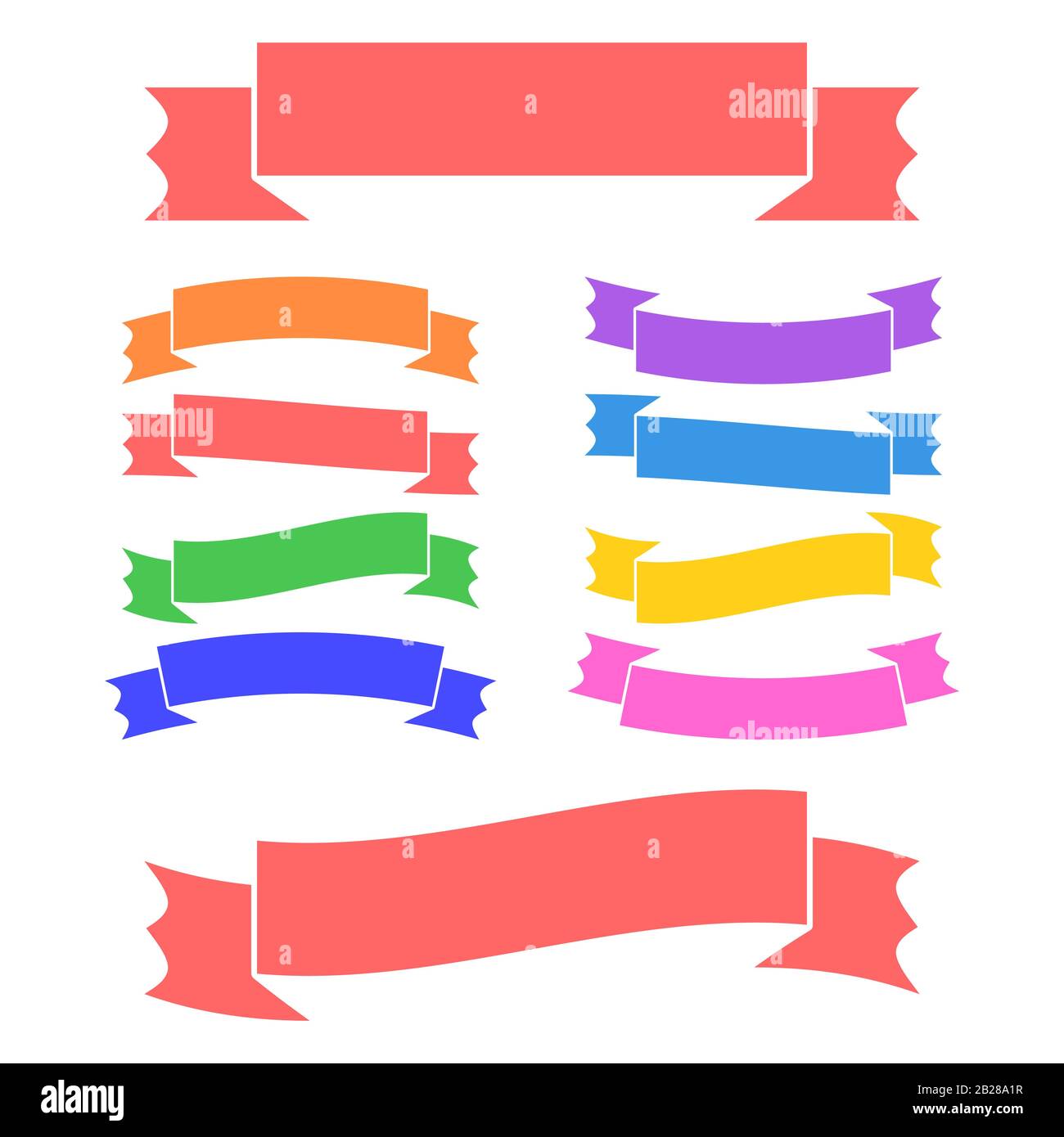 Set of colored isolated banner ribbons on white background. Simple flat ...