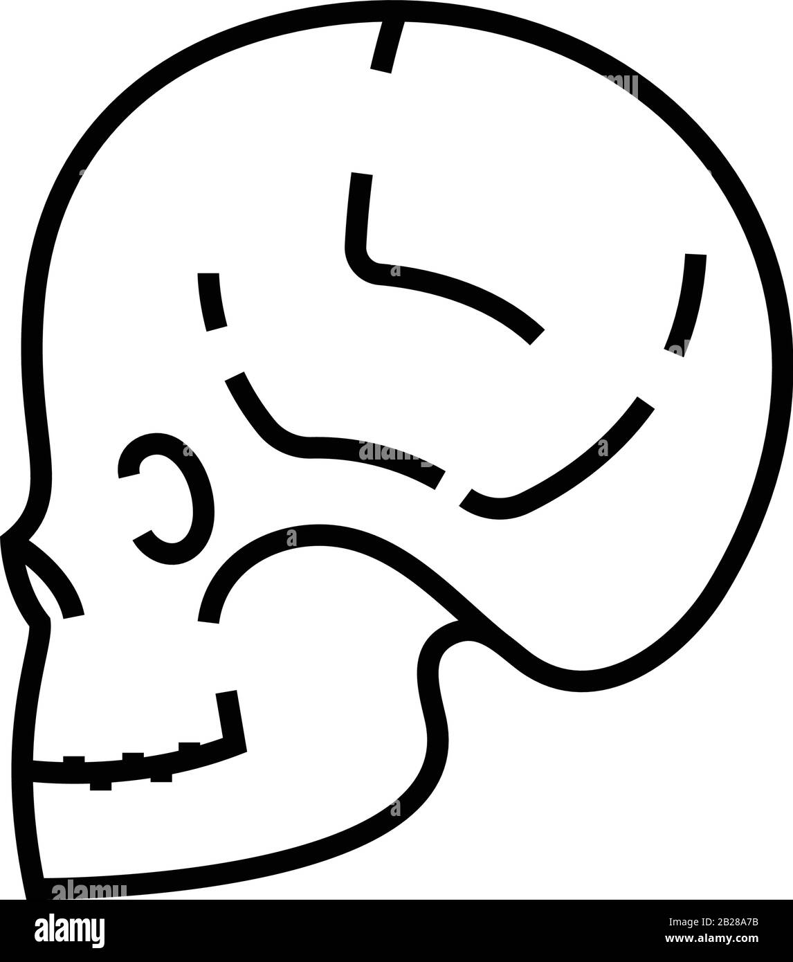 Skull diagnosis line icon, concept sign, outline vector illustration ...