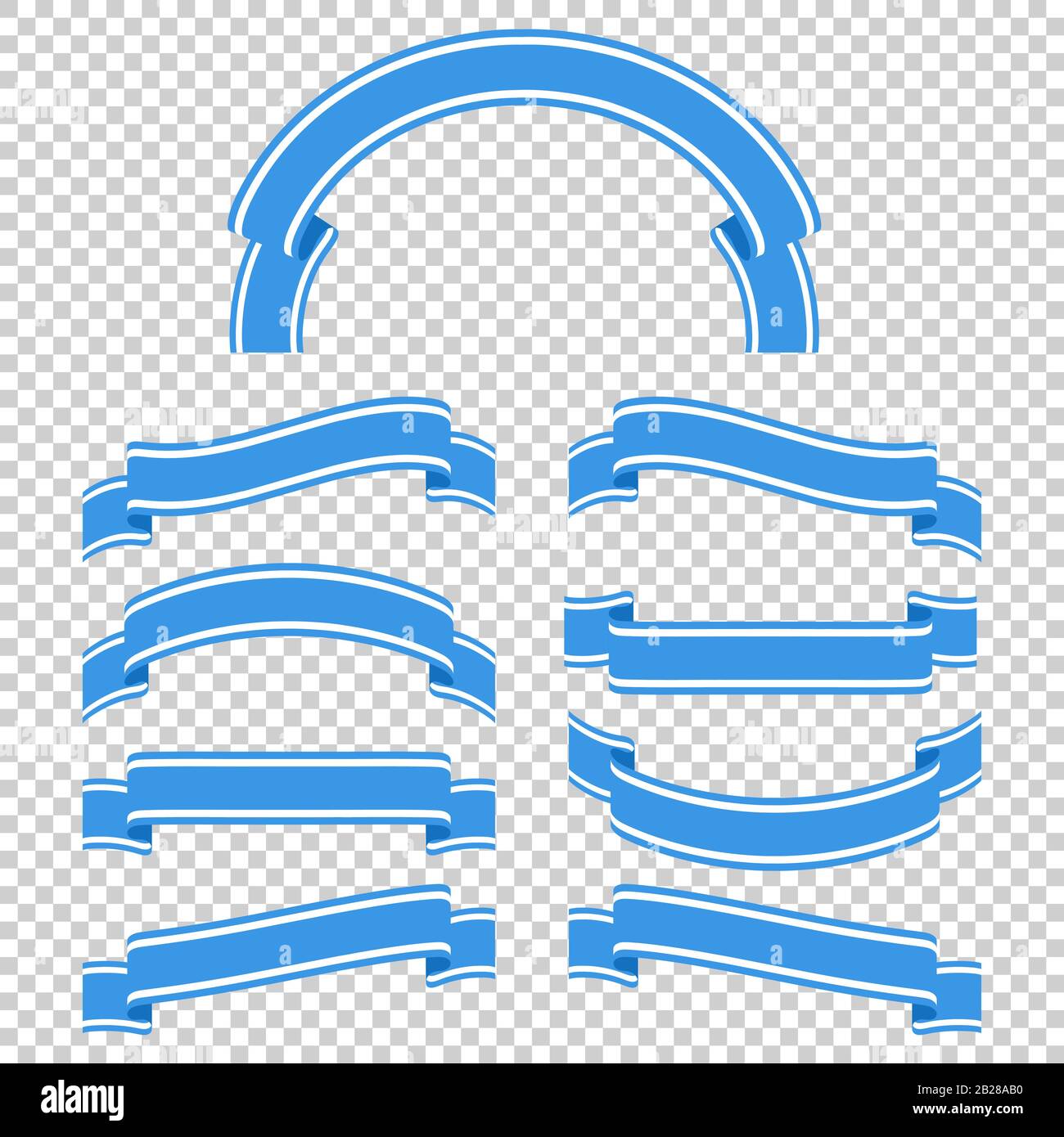 Set of colored ribbon banners. With space for text. A simple flat ...