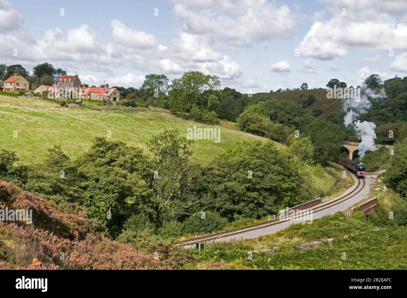 A steam train of the North Yorkshire Moors railway on its way to ...