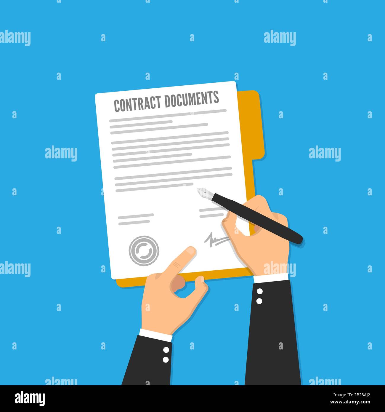 Contract signing. Flat style. Vector Stock Vector Image & Art - Alamy