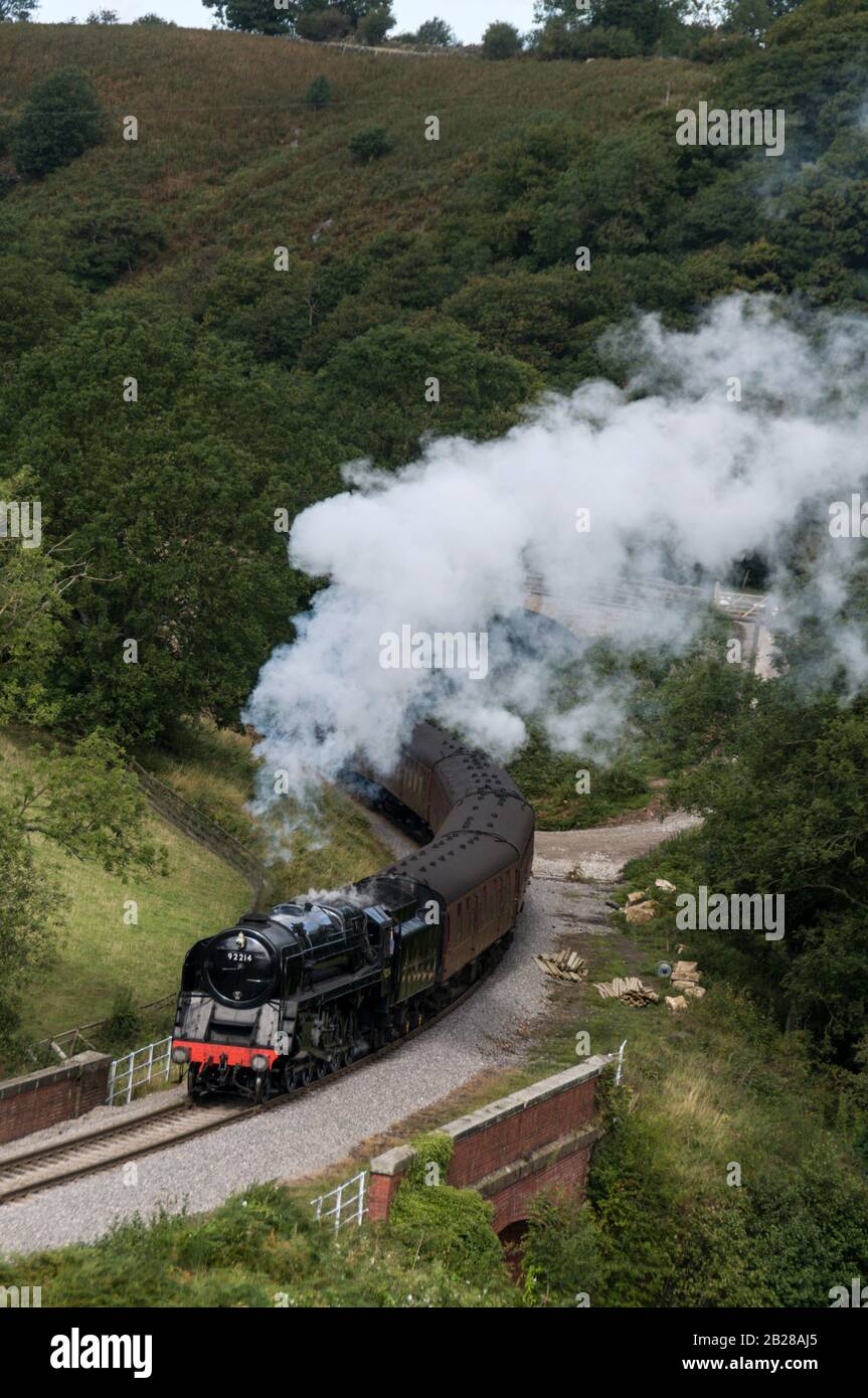 A steam train of the North Yorkshire Moors railway on its way to ...