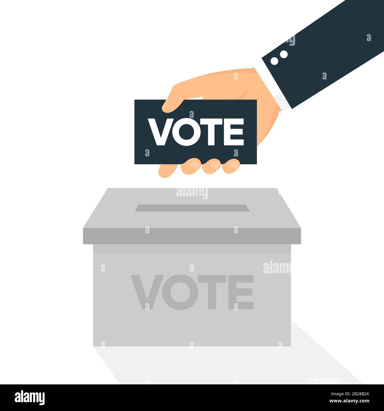 Voting icon in flat style hand putting vote paper in the box Stock ...