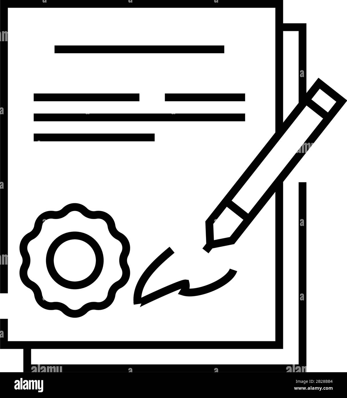 Signing a contract line icon, concept sign, outline vector illustration ...