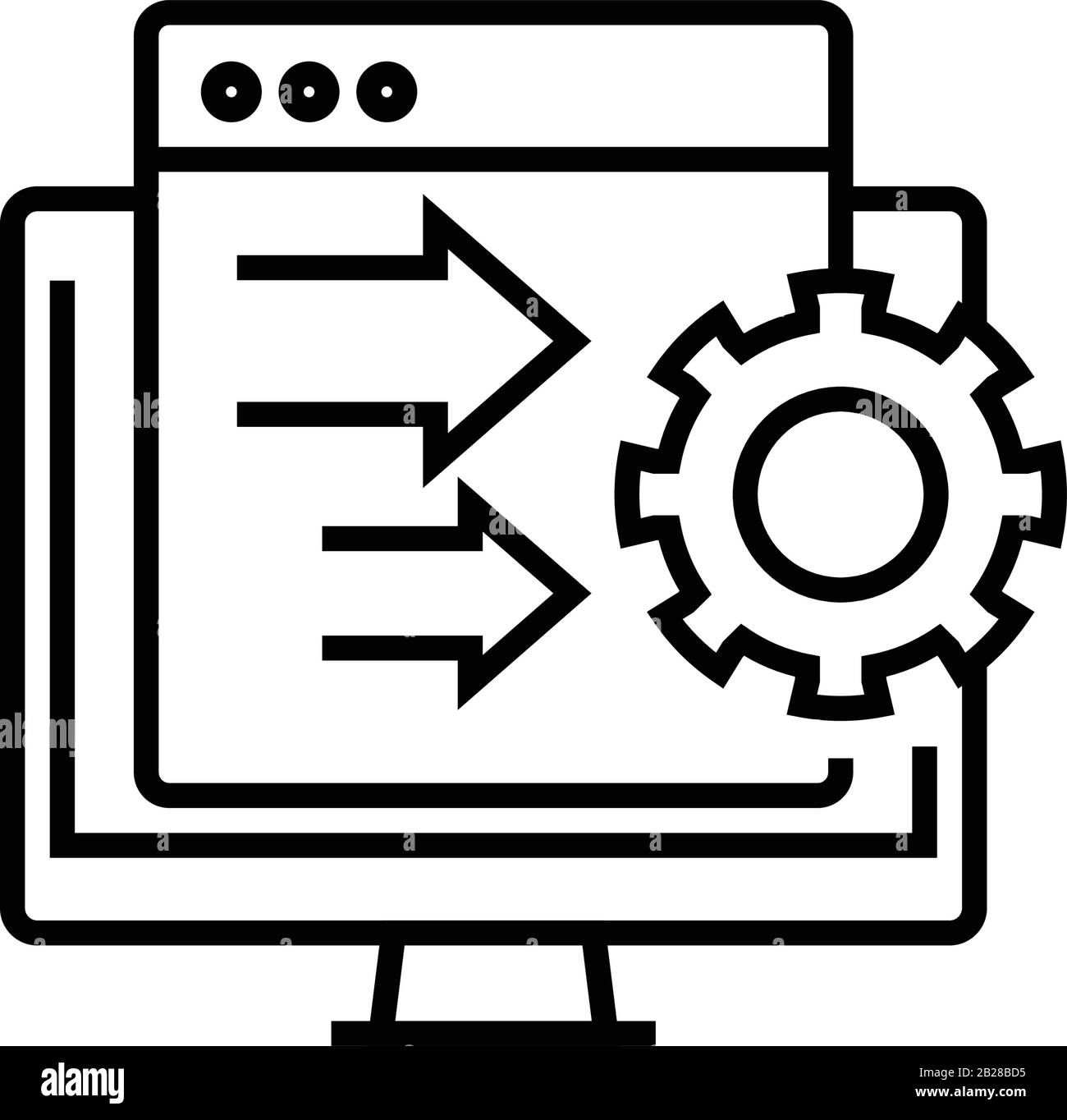 Settings screen line icon, concept sign, outline vector illustration ...