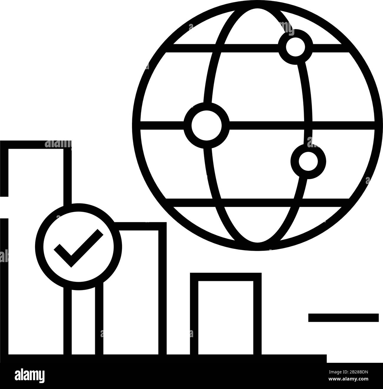 Rising chart line icon, concept sign, outline vector illustration ...