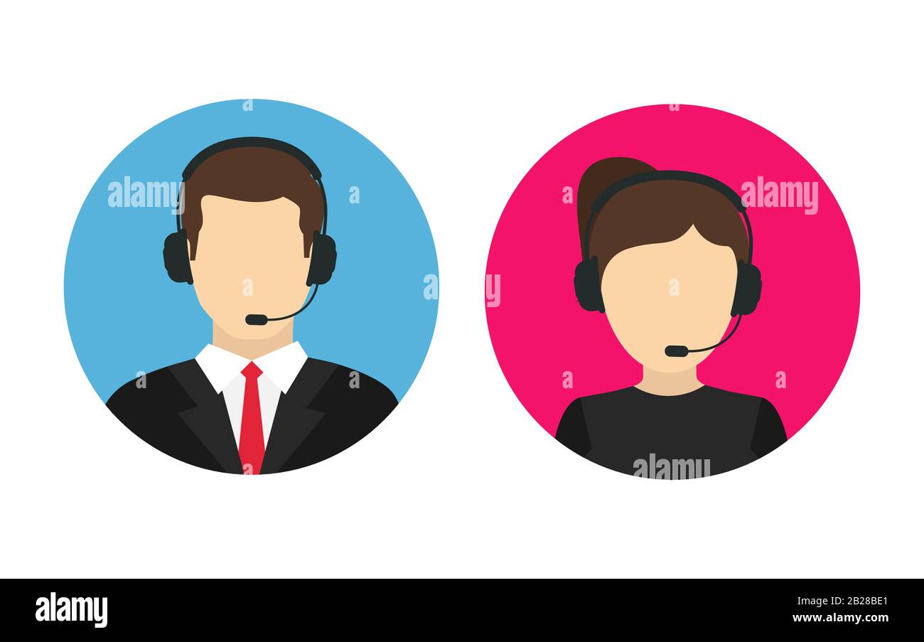 Call center operator male and female call center icon. Vector ...