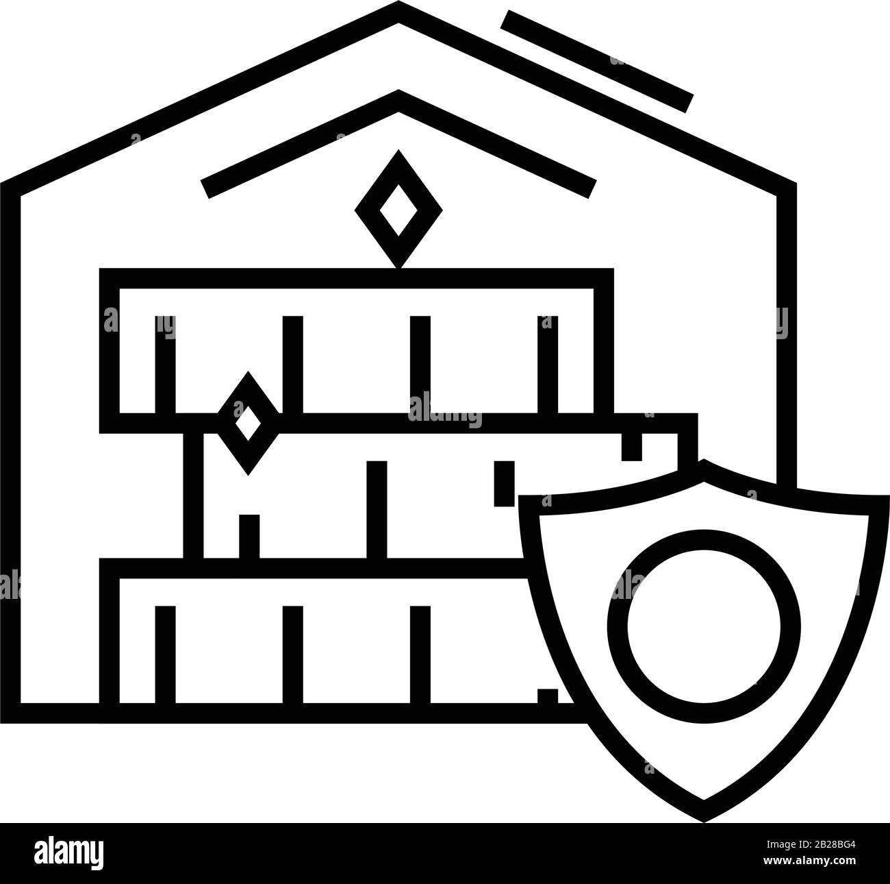 Safe protection line icon, concept sign, outline vector illustration ...