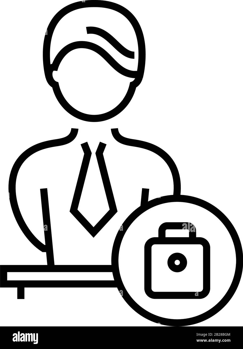 Security worker line icon, concept sign, outline vector illustration ...