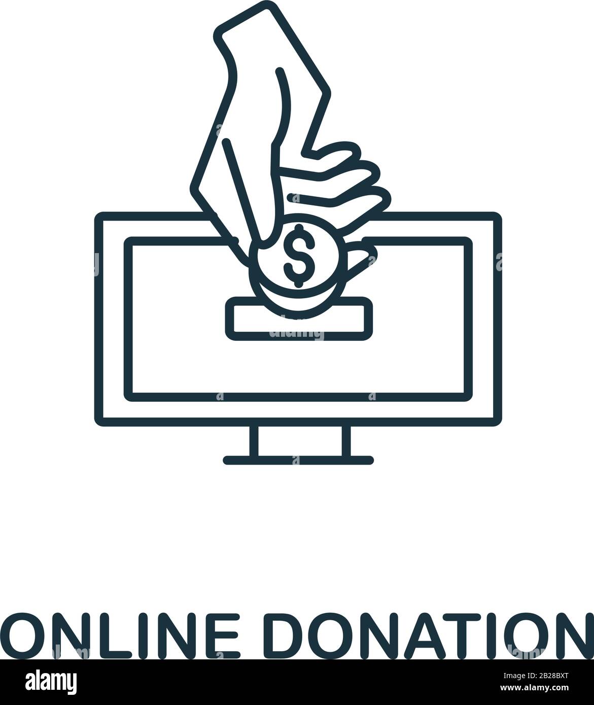 Online Donation icon from crowdfunding collection. Simple line Online ...
