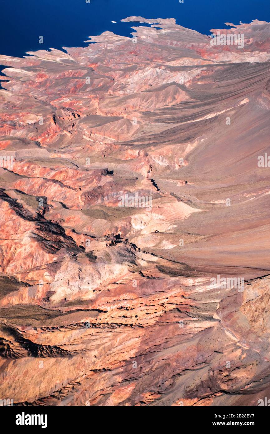 Aerial photography over Nevada with landforms and Lake Mead Stock Photo ...