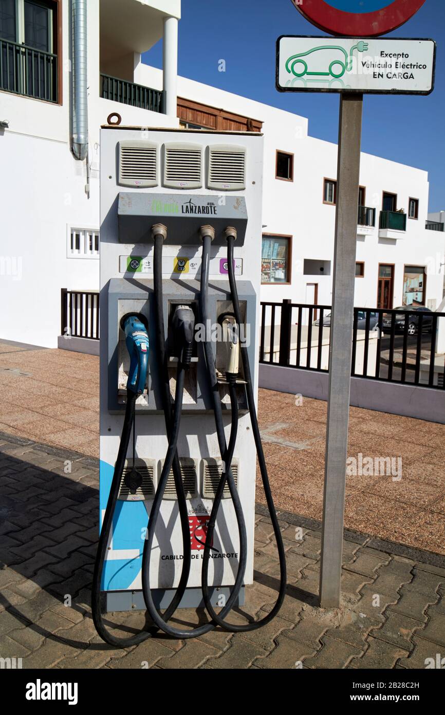 local government supplied electric car charging point in playa blanca ...