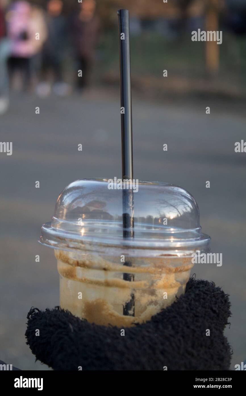 Refreshing with iced ness coffee Stock Photo - Alamy