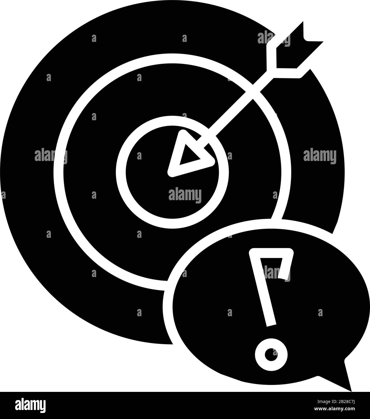 Hitting target black icon, concept illustration, vector flat symbol ...