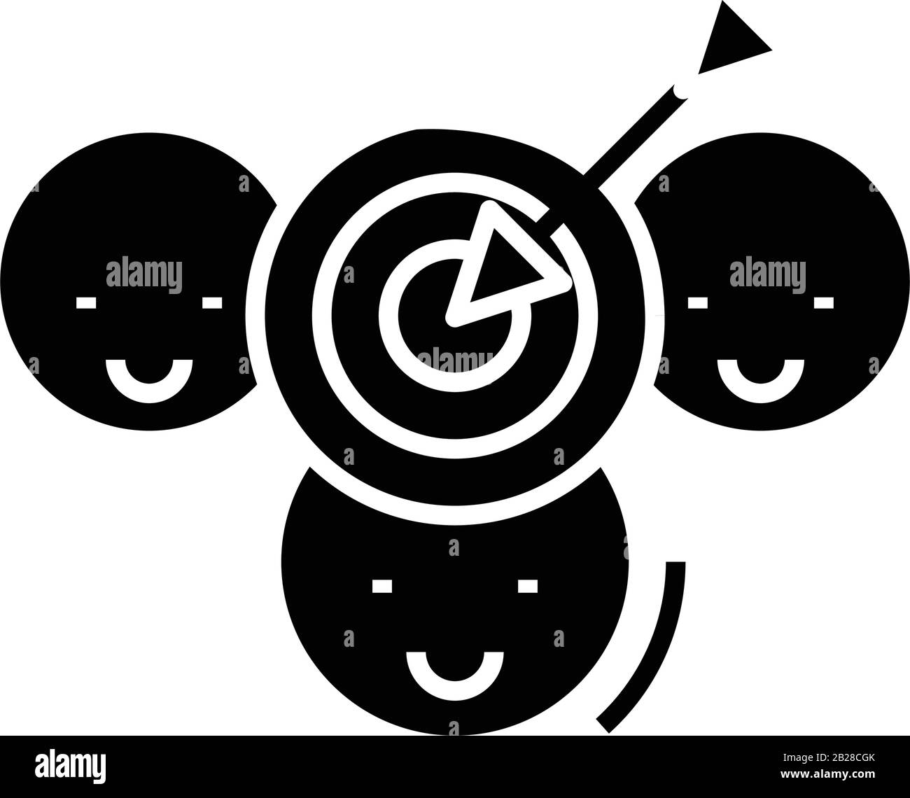 Goal reaching black icon, concept illustration, vector flat symbol ...