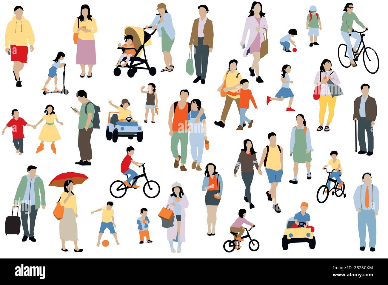 Many people vector illustration, seamless pattern of cartoon characters ...