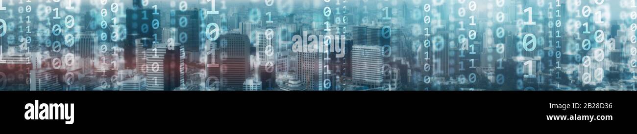 Digital city concept. Mixed Media Binary Code. Banner website Stock ...