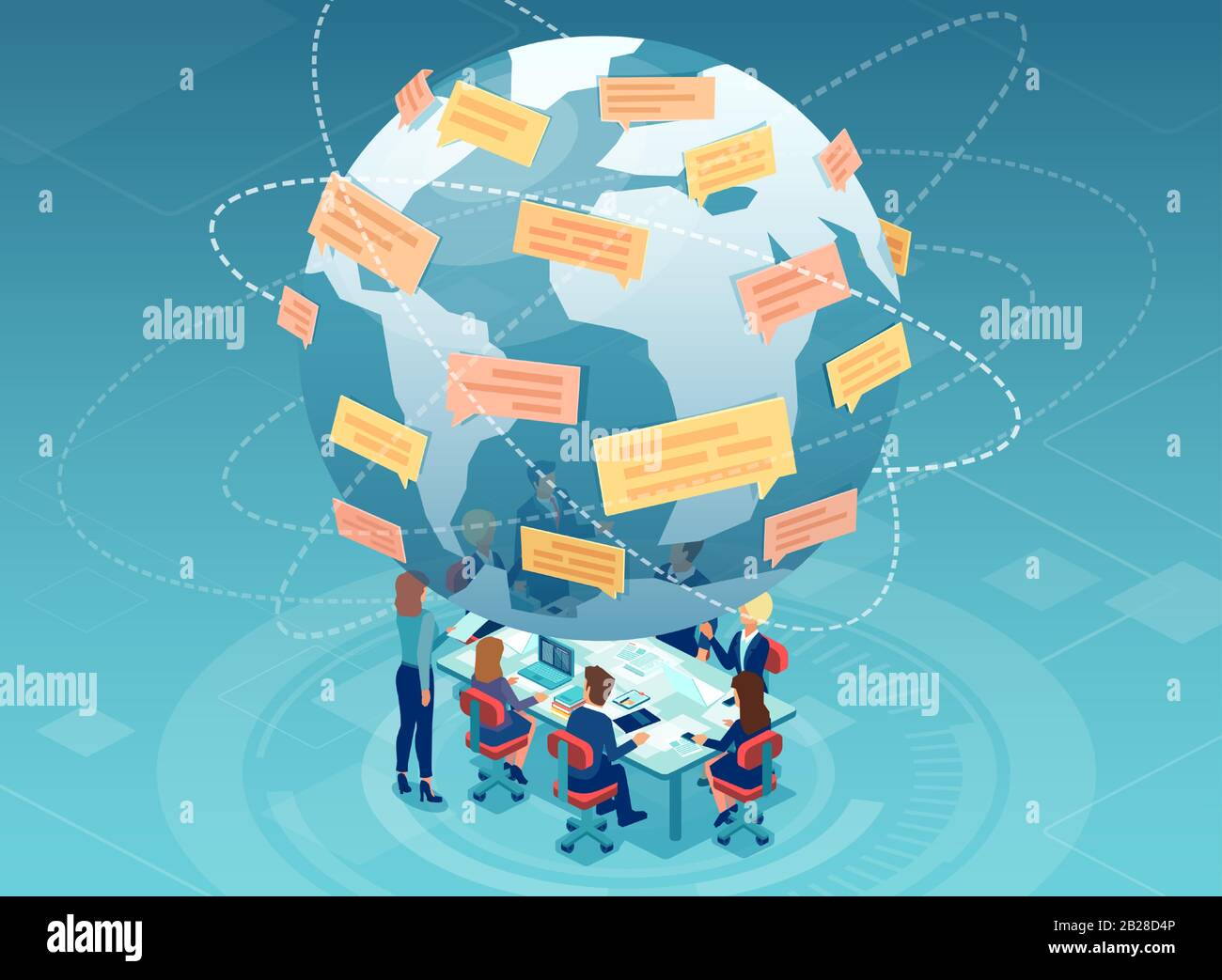 Vector of business people meeting together chatting globally through ...