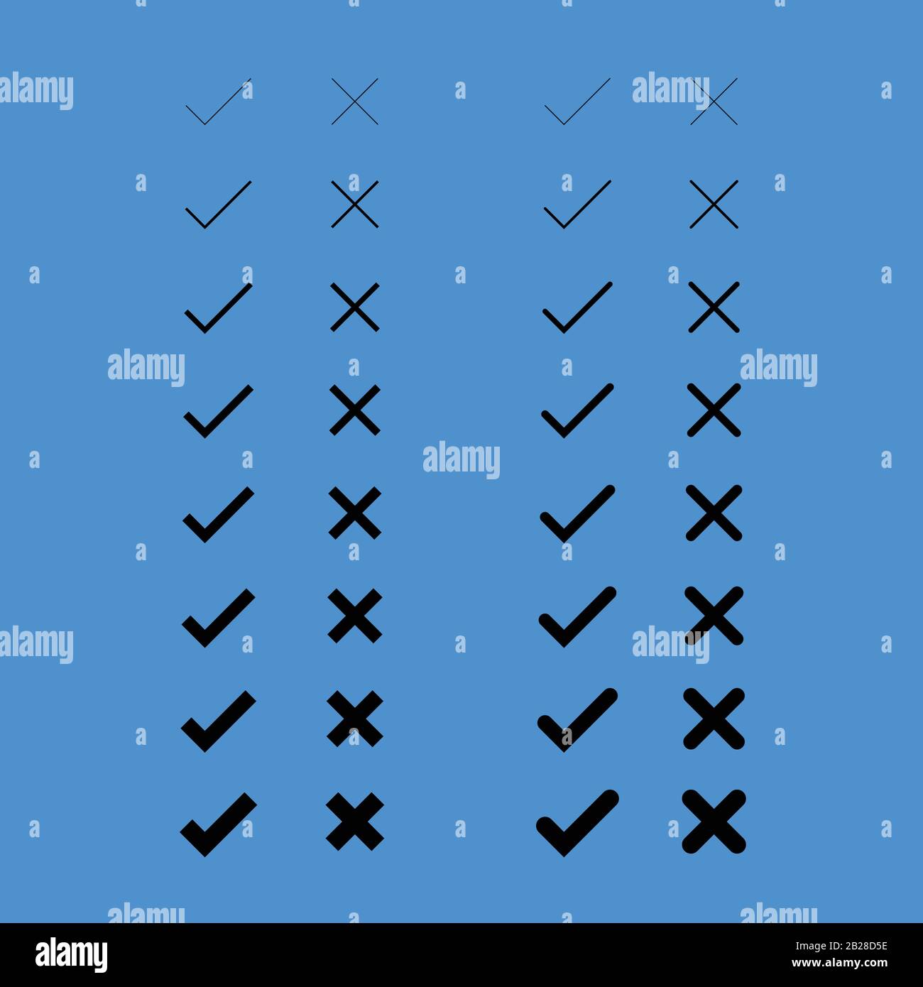 right wrong, correct incorrect, accept reject, tick, cross, close ...